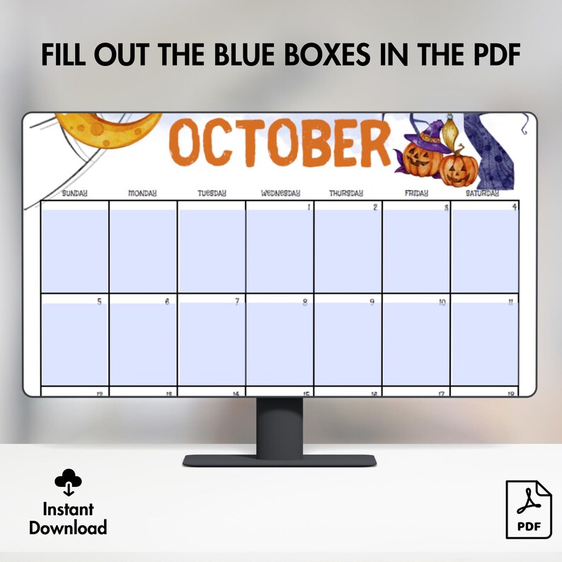 EDITABLE October 2025 Calendar, Happy Halloween, Kids Weekly Schedule ...