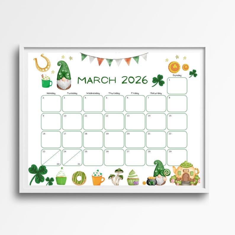 EDITABLE March 2026 Calendar, Printable Fillable Calendar Planner ...