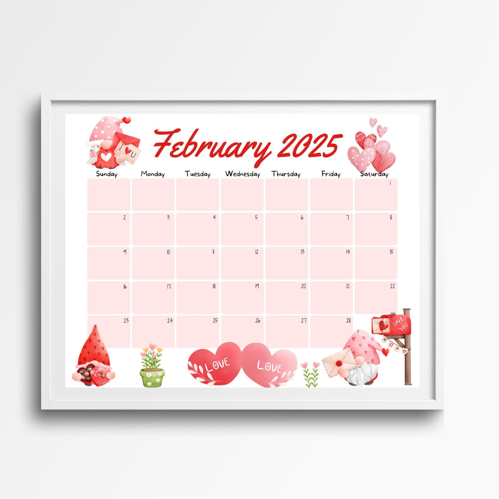 EDITABLE February 2025 Calendar, Valentine's Day, Homeschool, Loving ...