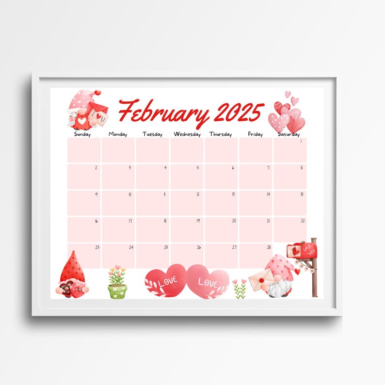 EDITABLE February 2025 Calendar, Valentine's Day, Homeschool, Loving ...