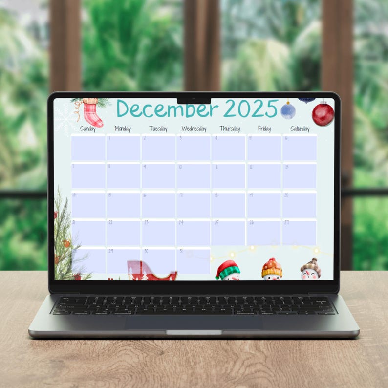 EDITABLE December 2025 Calendar, Christmas Planner, Cute Snowmen ...