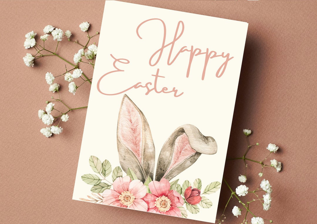 Printable Easter Day Card, Easter Bunny, Greeting Card, Happy Easter ...