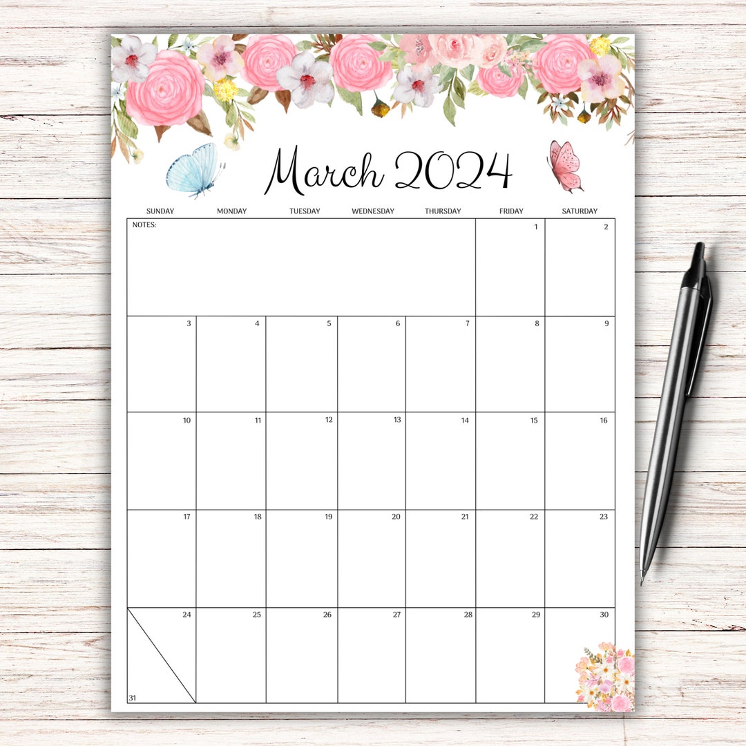 EDITABLE March 2024 Calendar, Fillable Calendar, Printable Planner ...