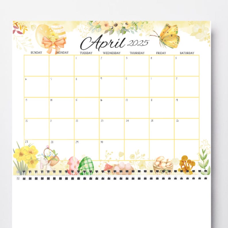 EDITABLE April 2025 Calendar, Printable, Fillable Monthly Planner, Kids ...