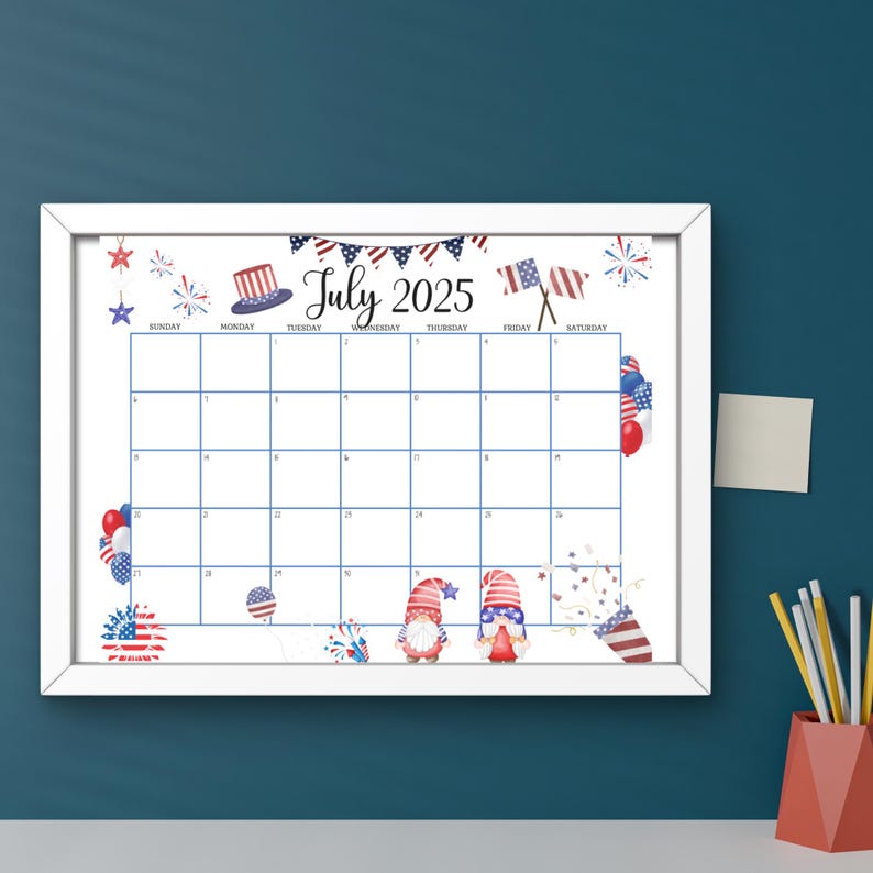 EDITABLE July 2025 Calendar, Monthly Planner, Printable Homeschool ...