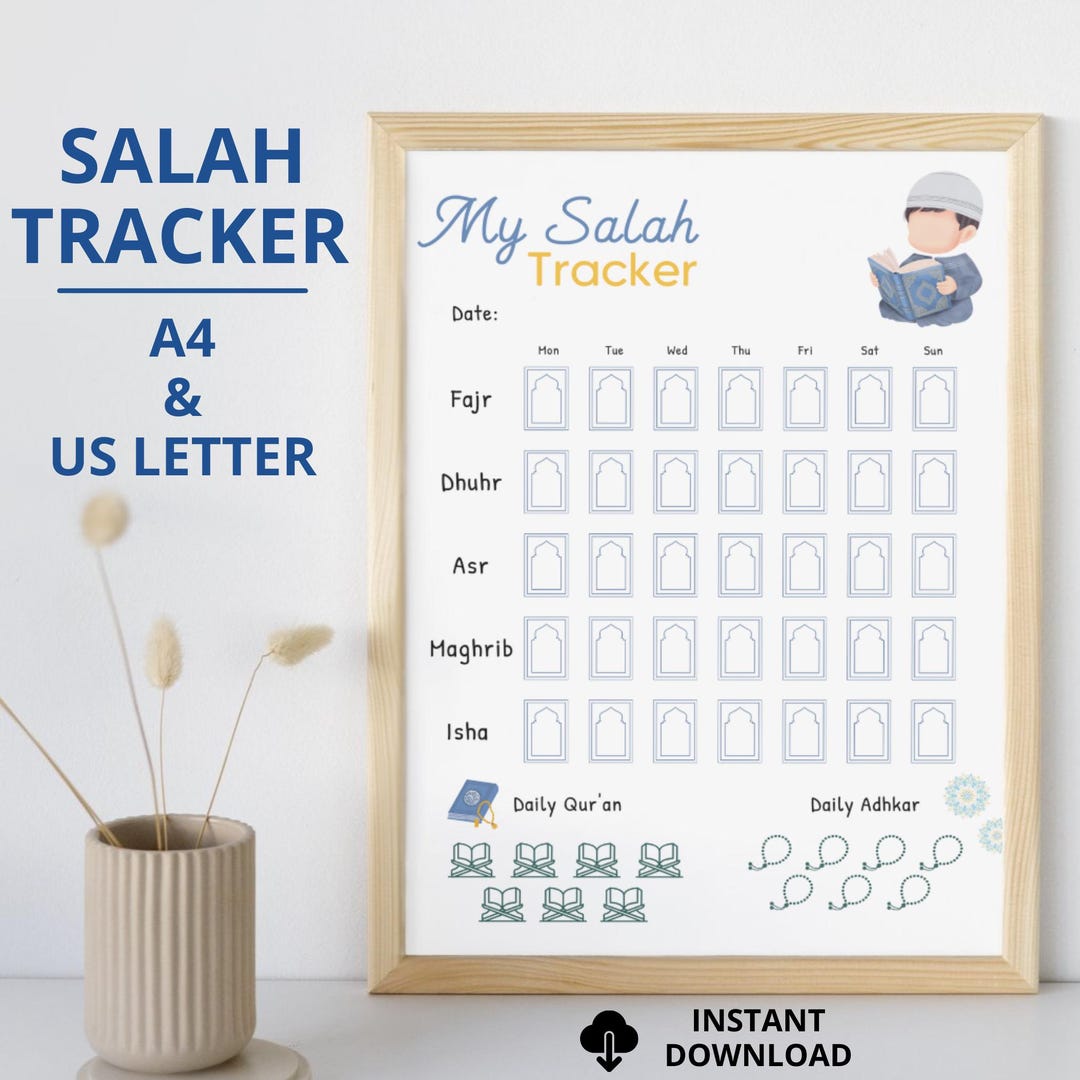 Muslim Prayer Tracker, Printable Salah Tracker, Prayer Chart for Kids ...