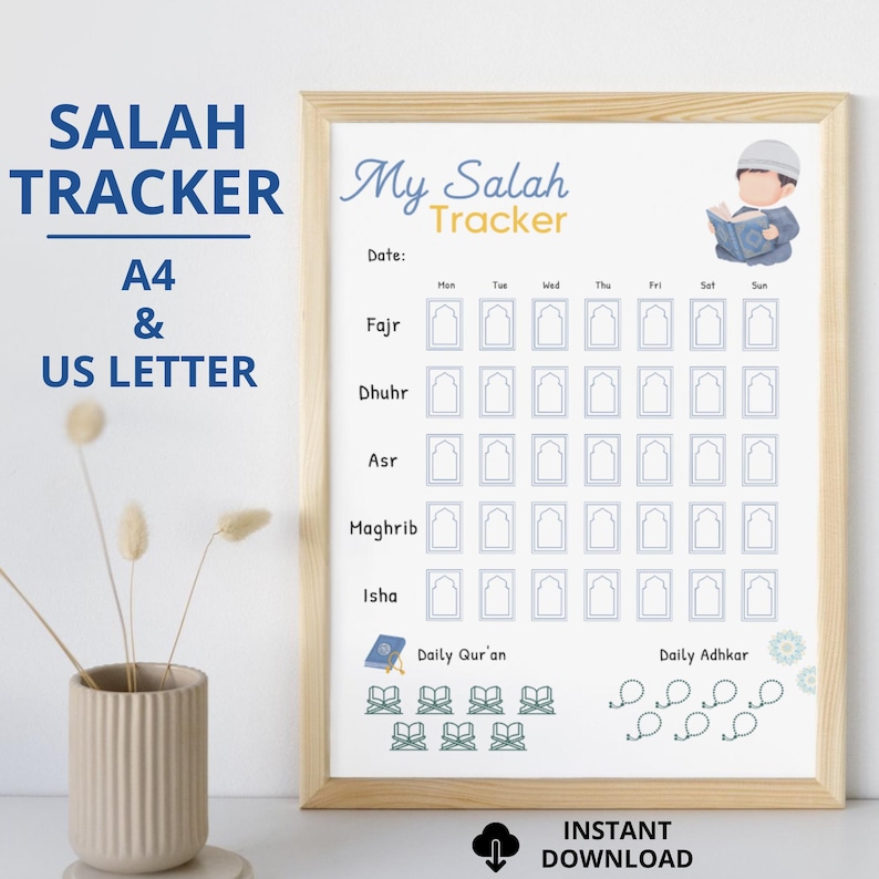 Muslim Prayer Tracker, Printable Salah Tracker, Prayer Chart for Kids ...