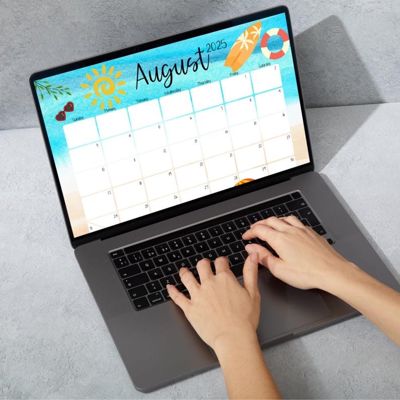 EDITABLE August 2025 Calendar, Beautiful Summer, Cute Penguins ...