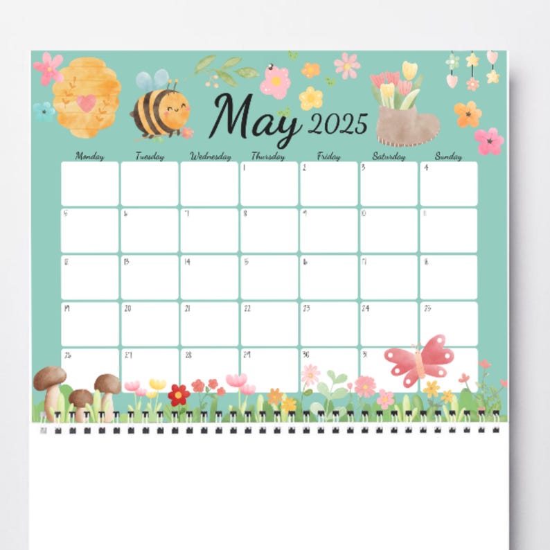 EDITABLE May 2025 Calendar, Beautiful Spring, Colorful Flowers, Cute ...