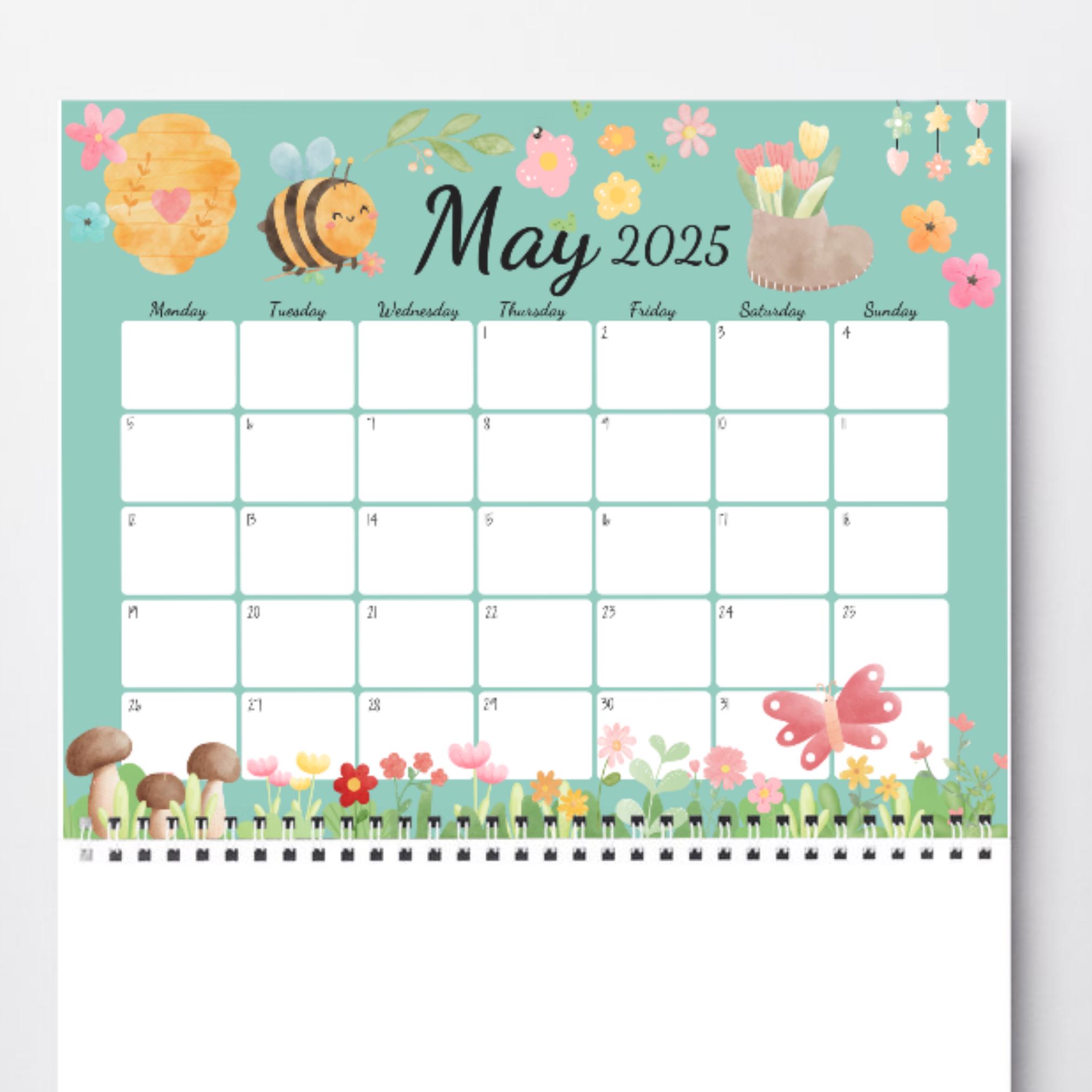 EDITABLE May 2025 Calendar, Beautiful Spring, Colorful Flowers, Cute ...