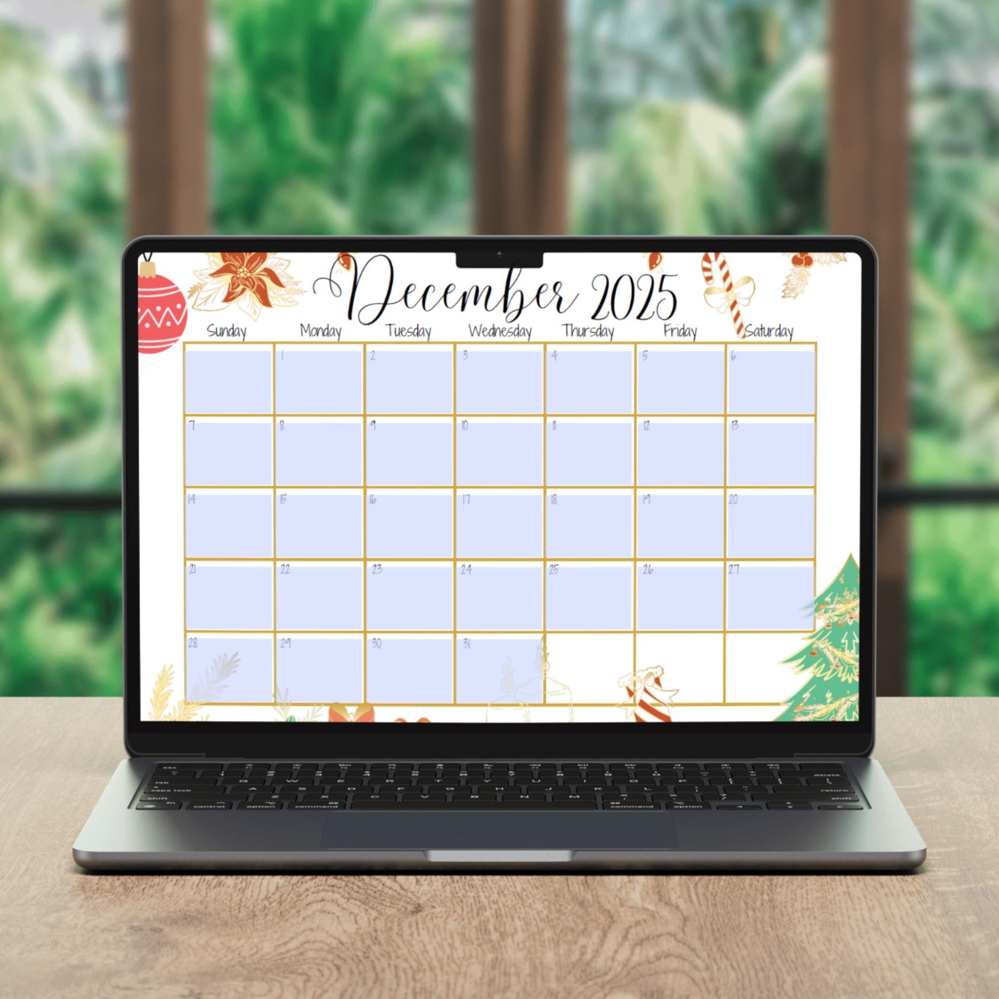 EDITABLE December 2025 Calendar, Christmas Planner, Happy Christmas ...