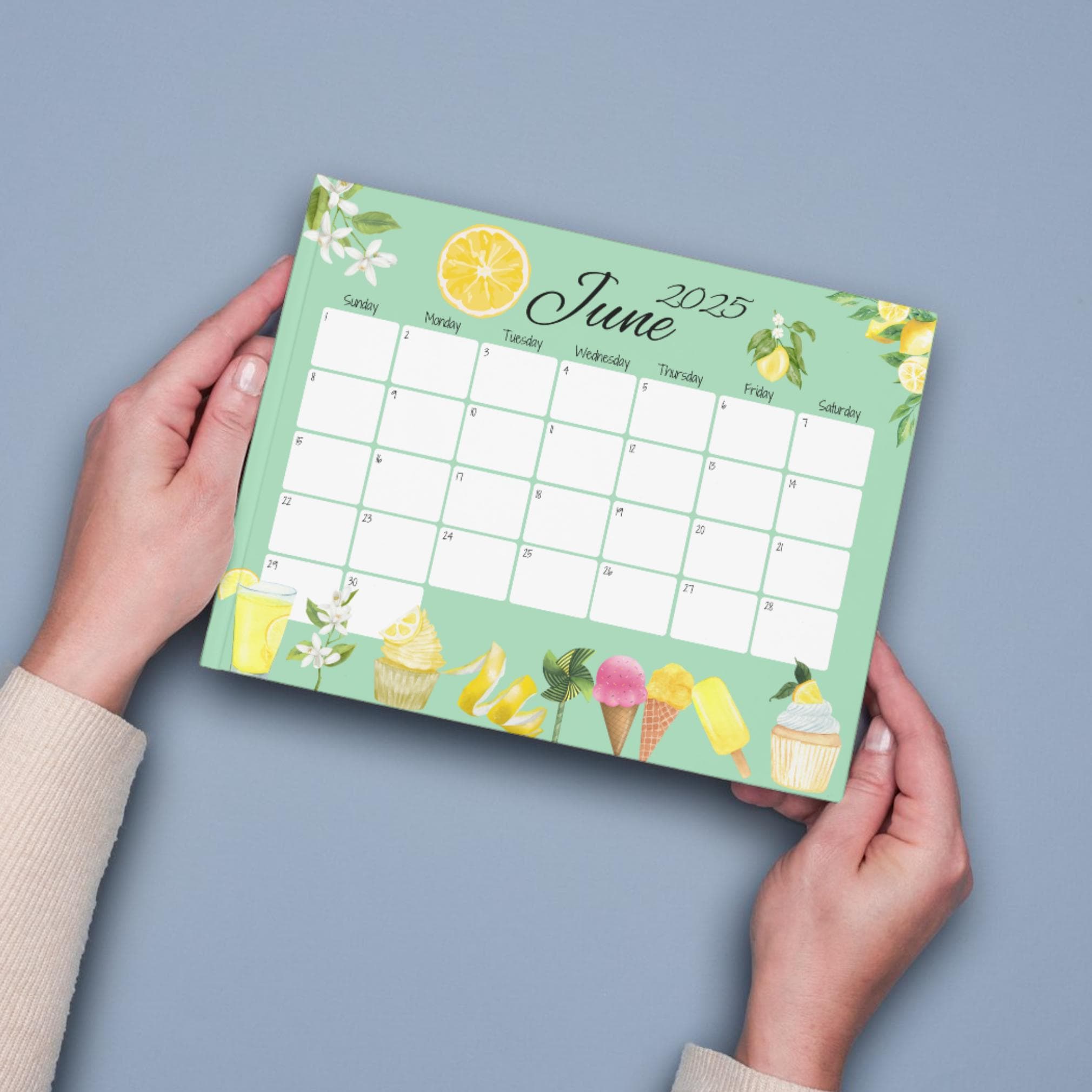 June 2025 Printable Calendar, Lemon Themed Monthly Planner, Digital ...