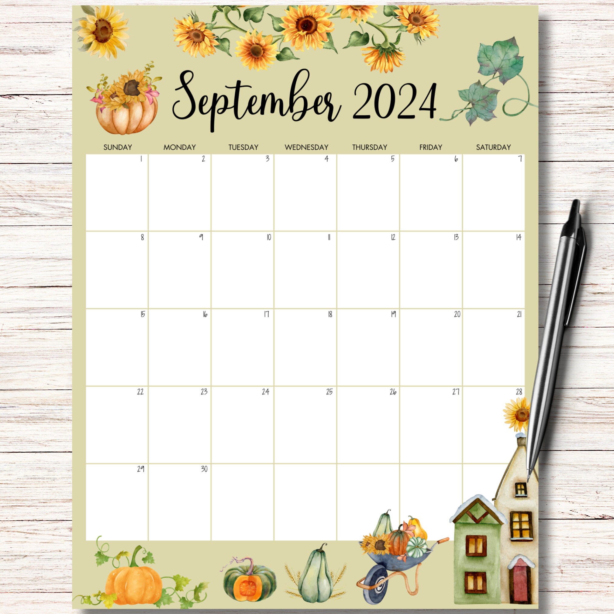 EDITABLE September 2024 Calendar, 2024 September Planner, Academic ...