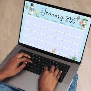 EDITABLE January 2025 Calendar, Beautiful Winter, Happy Snowmen, New ...