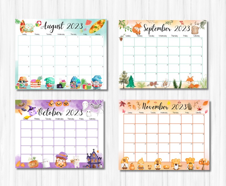 EDITABLE Academic Calendar 2023-2024 From August to July - Etsy