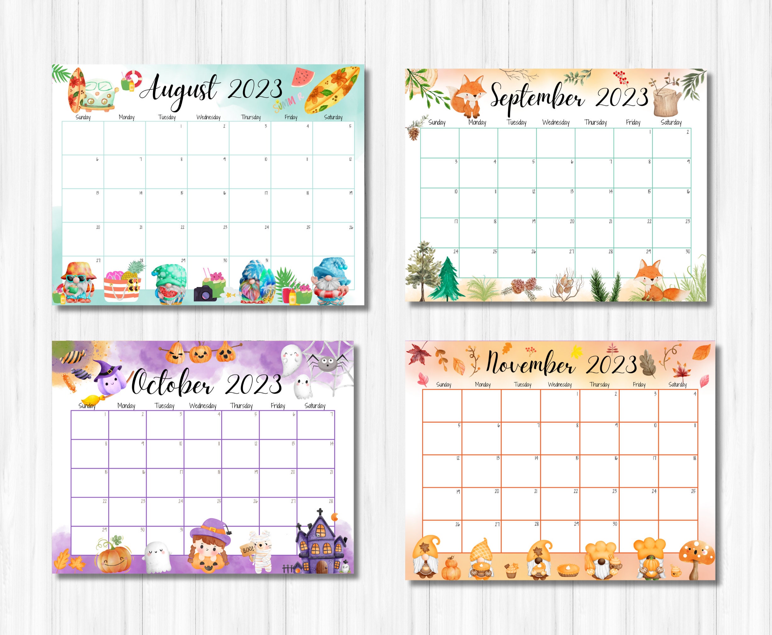 EDITABLE Academic Calendar 2023-2024 From August to July - Etsy