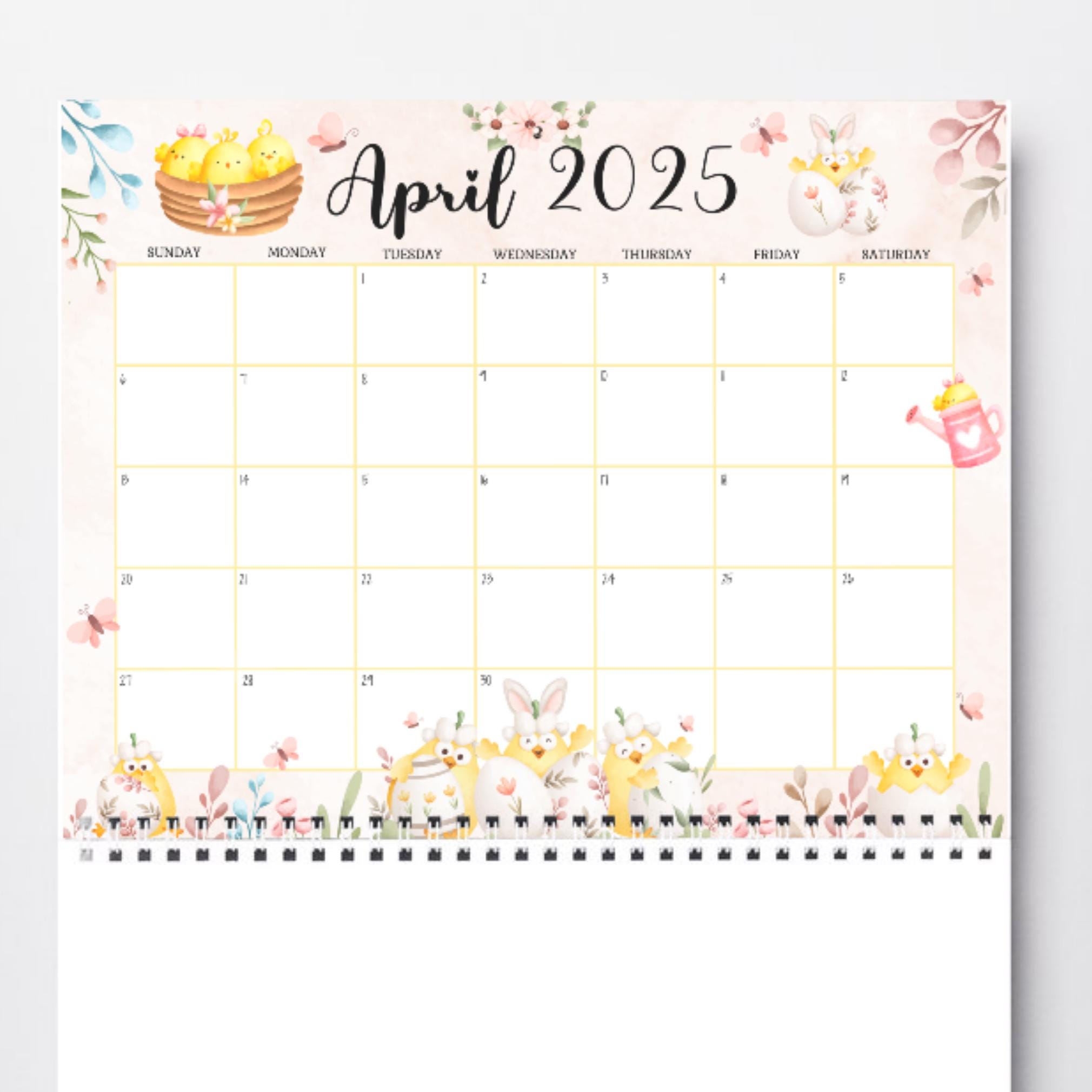 EDITABLE April 2025 Calendar, Printable April 2025 Calendar, Fillable ...
