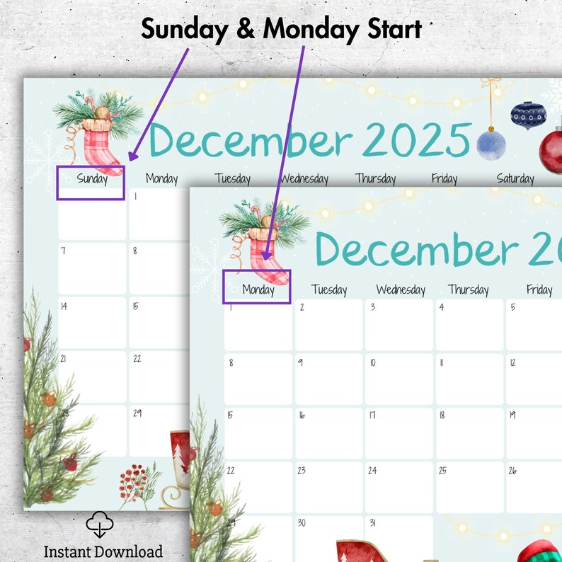 EDITABLE December 2025 Calendar, Christmas Planner, Cute Snowmen ...