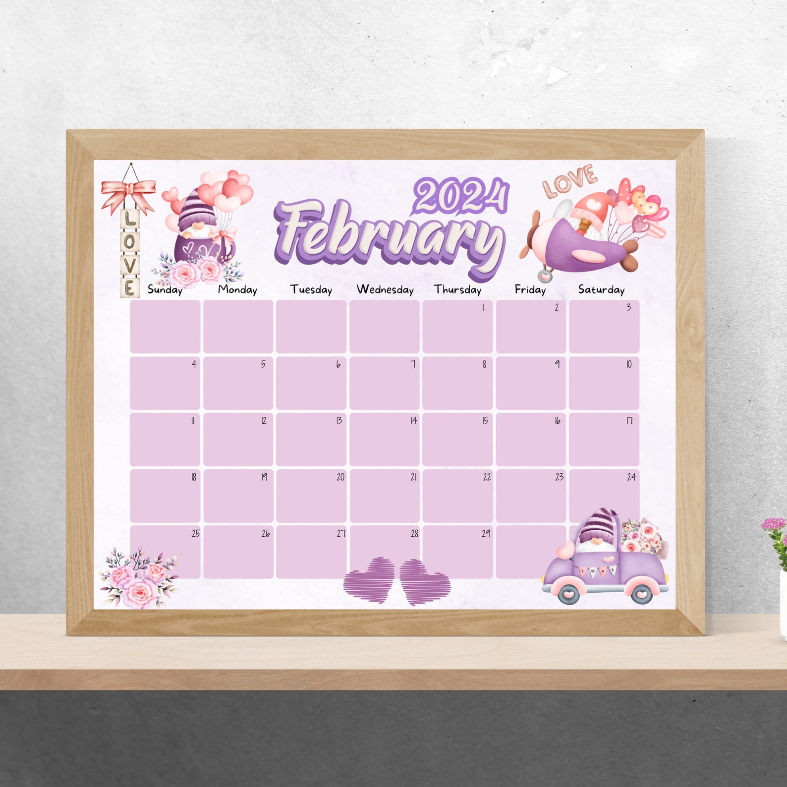 EDITABLE February 2024 Calendar, Valentine's Day, Homeschool, Loving ...
