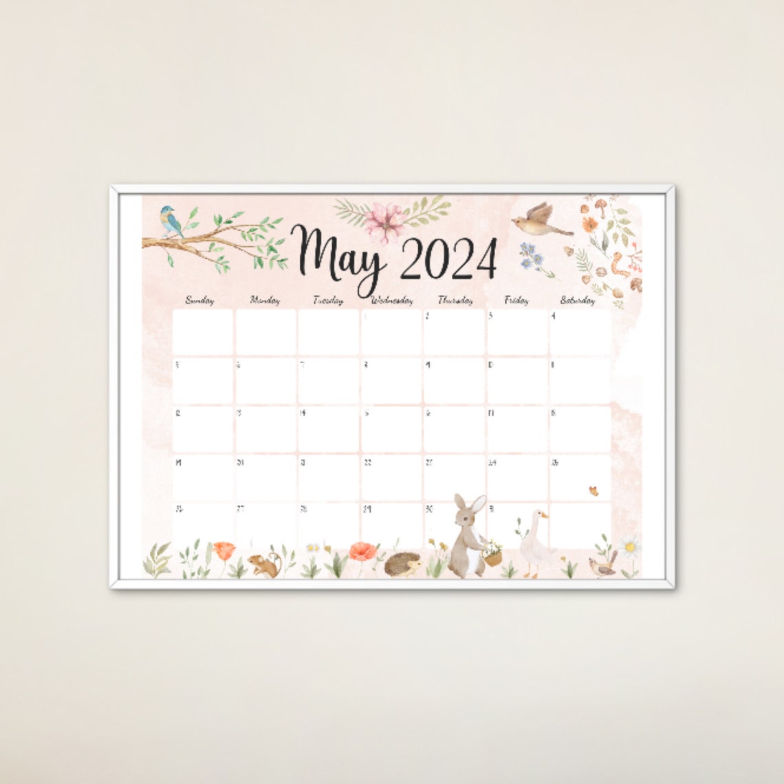 EDITABLE May 2024 Calendar, Printable May 2024 Calendar, Fillable ...