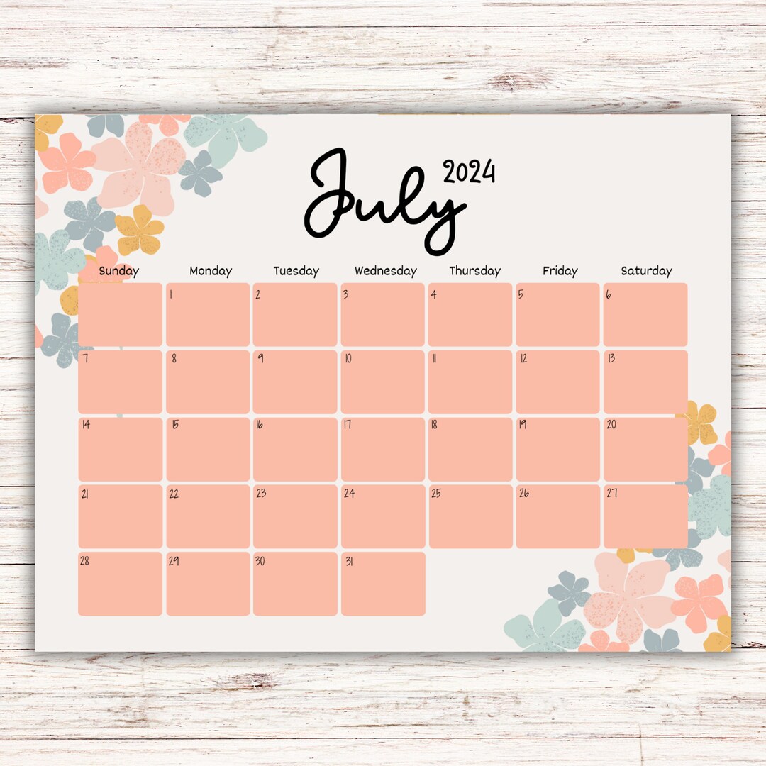 Buy EDITABLE July 2024 Calendar, 2024 Summer Planner, July Monthly ...