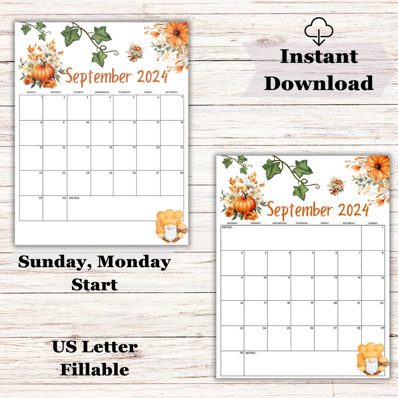 EDITABLE School Year Calendar 2024-2025 From September to August ...