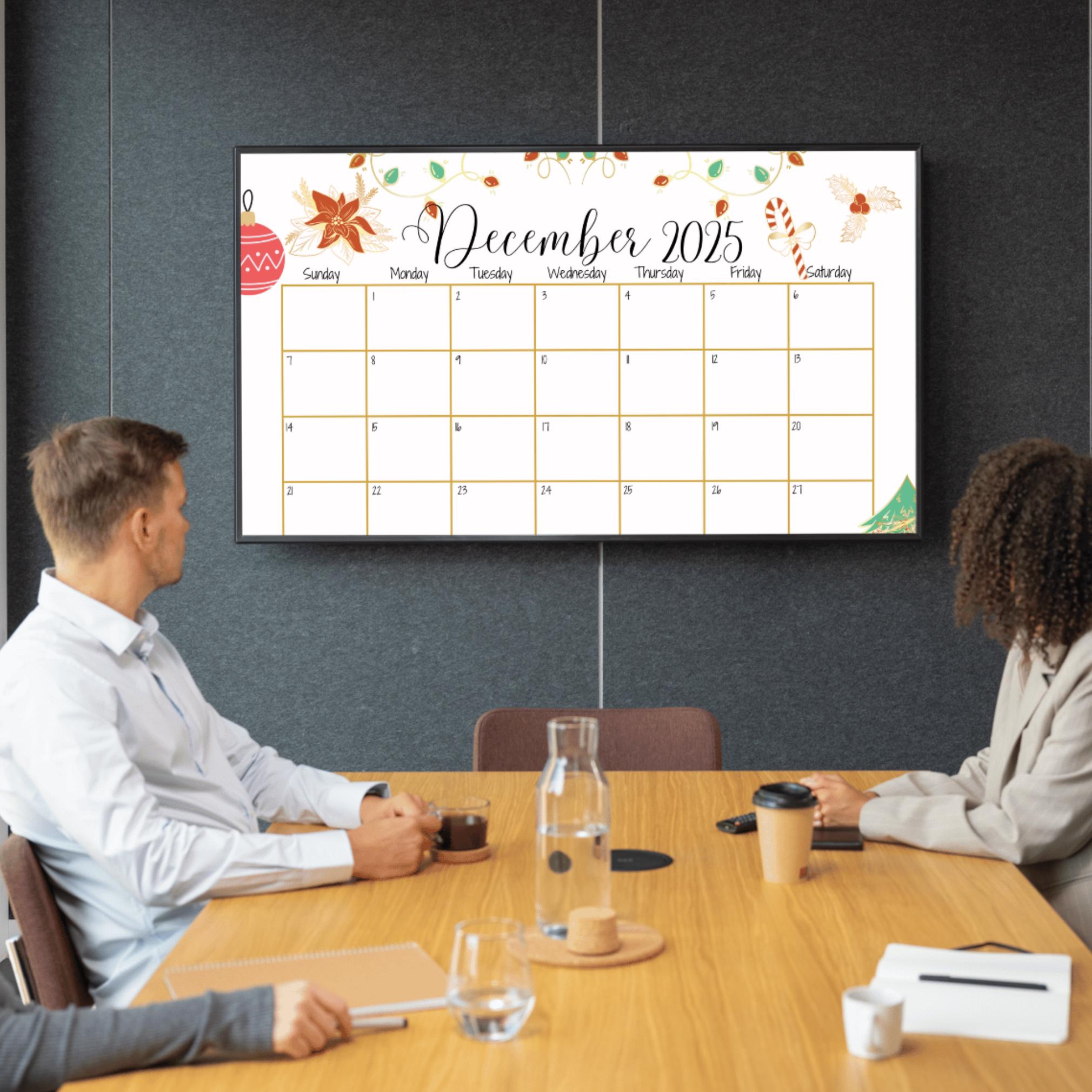 EDITABLE December 2025 Calendar, Christmas Planner, Happy Christmas ...