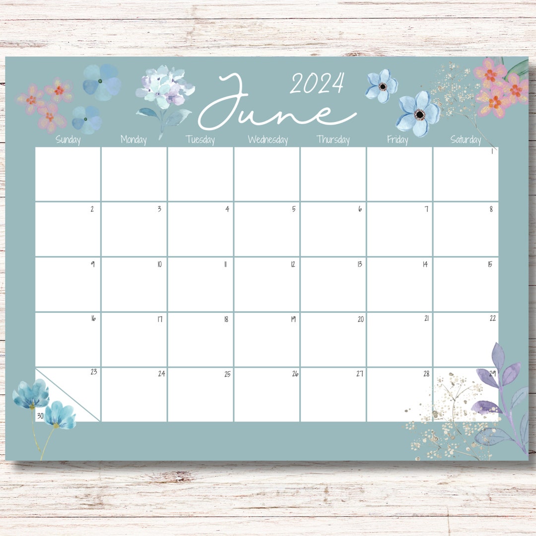 EDITABLE June 2024 Calendar, Beautiful Colorful Flowers, Printable ...