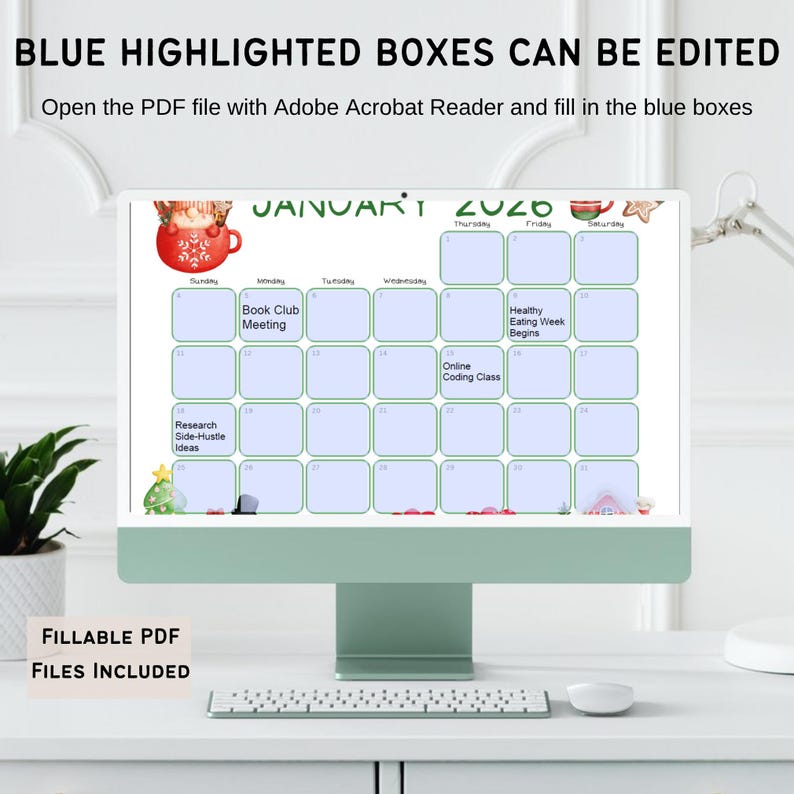 2026 Printable Fillable Gnome Calendar, 12-month Digital Planner ...