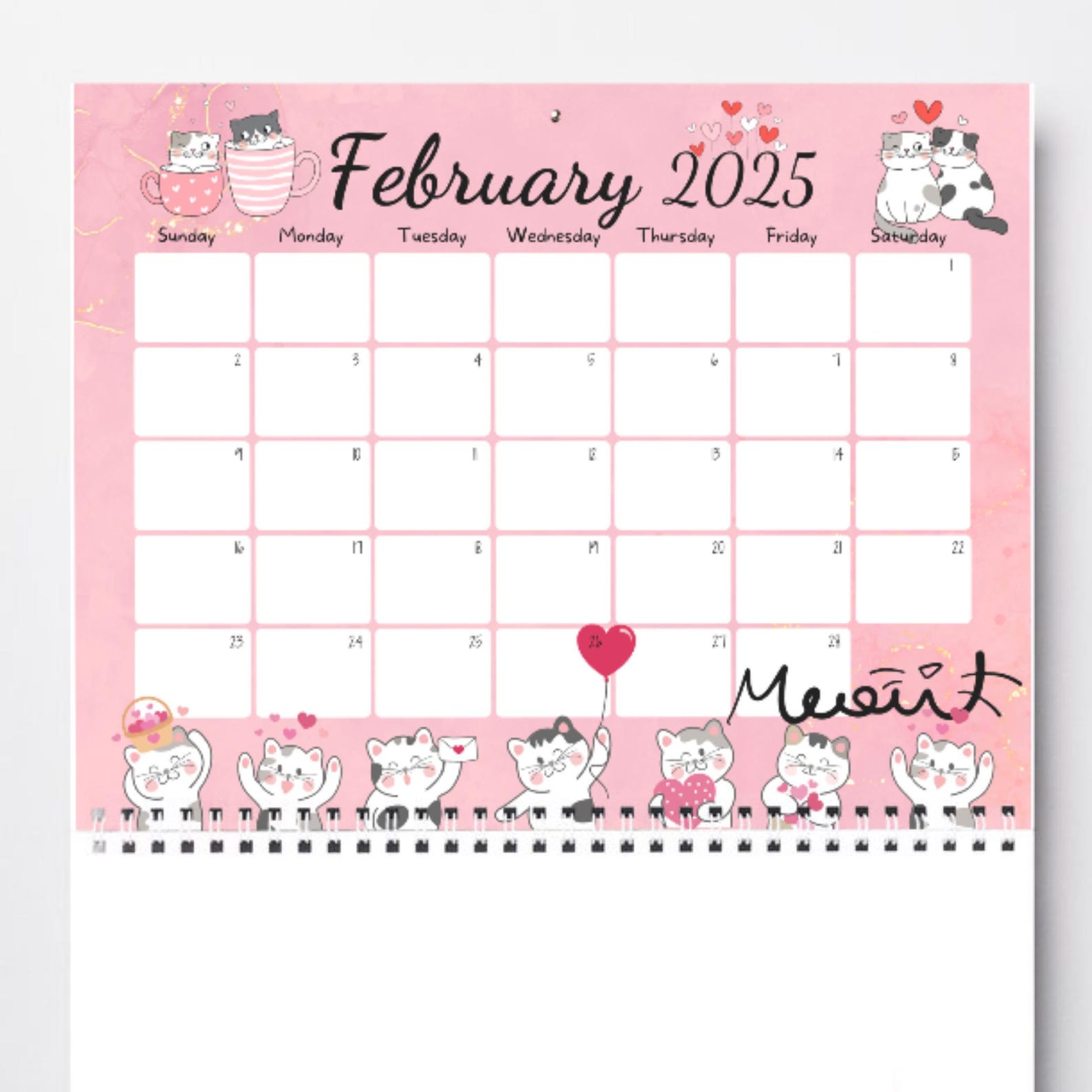 EDITABLE February 2025 Calendar, Valentine’s Day, Printable Calendar ...