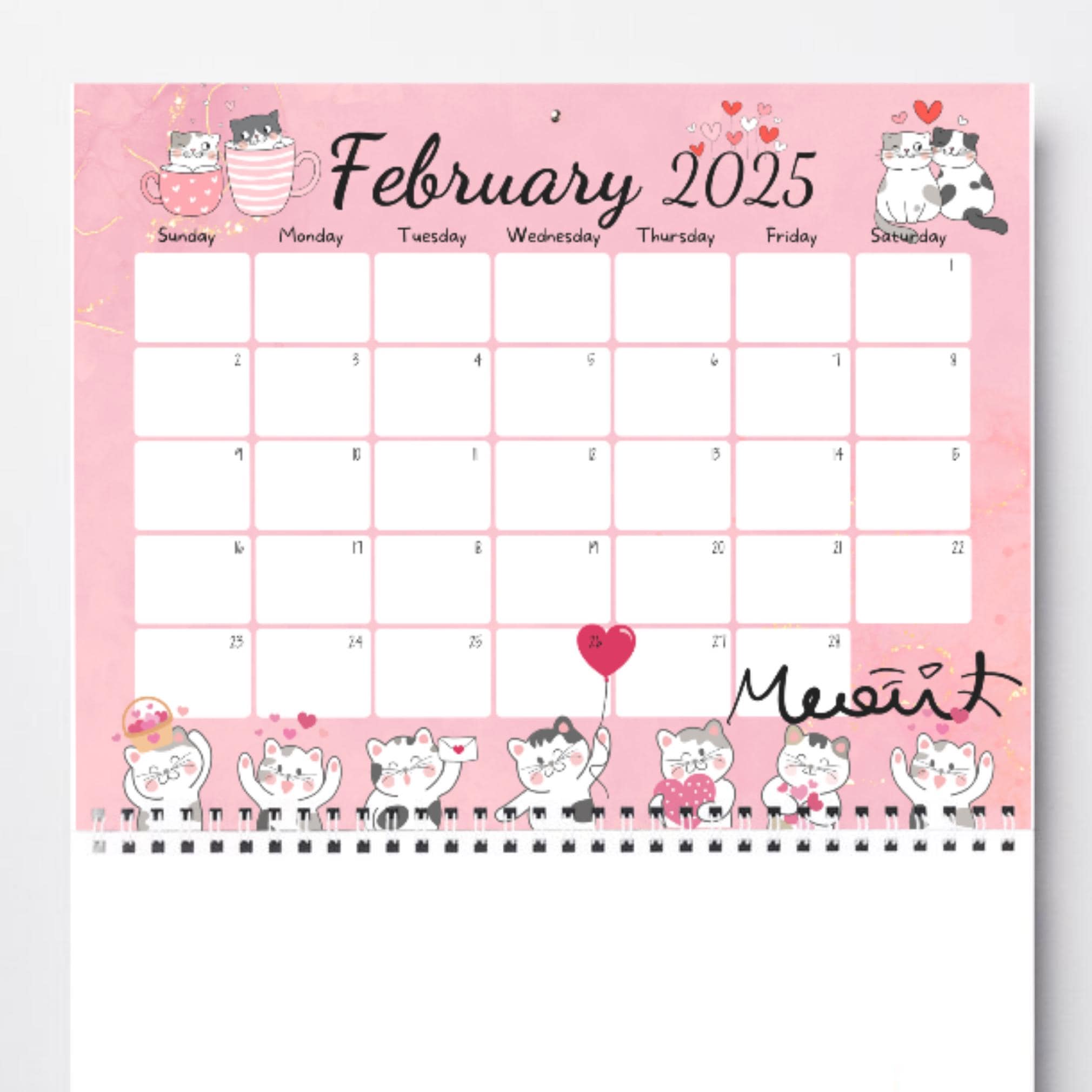 EDITABLE February 2025 Calendar, Valentine’s Day, Printable Calendar ...