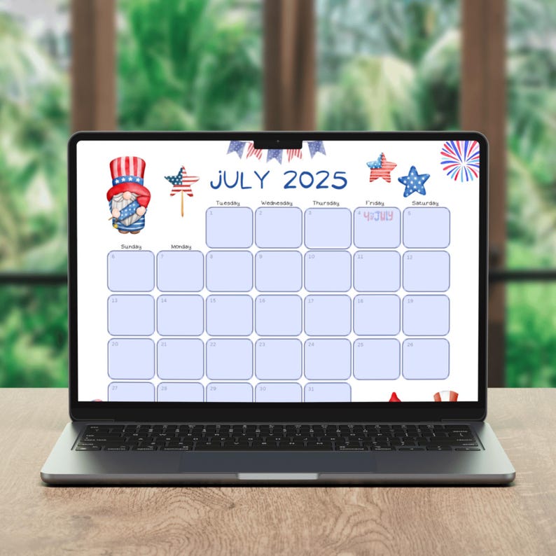 July 2025 Printable Calendar | Patriotic 4th of July Theme | Fillable ...