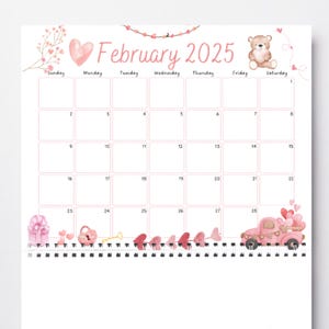 EDITABLE February 2025 Calendar, Valentine's Day, Homeschool Calendar ...