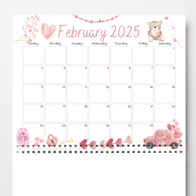 EDITABLE February 2025 Calendar, Valentine's Day, Homeschool Calendar ...