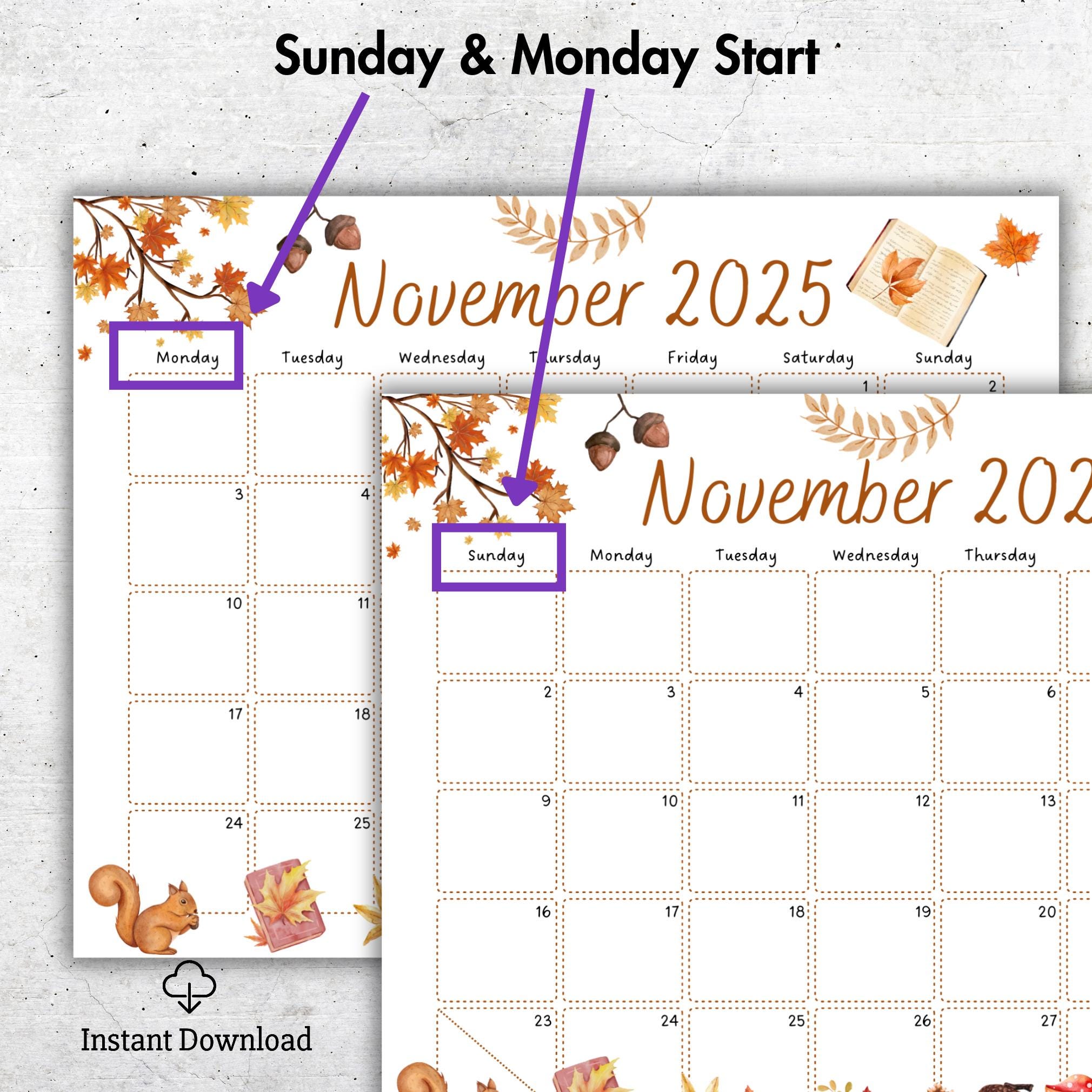 November 2025 Printable Calendar, Fall Aesthetic Monthly Planner ...