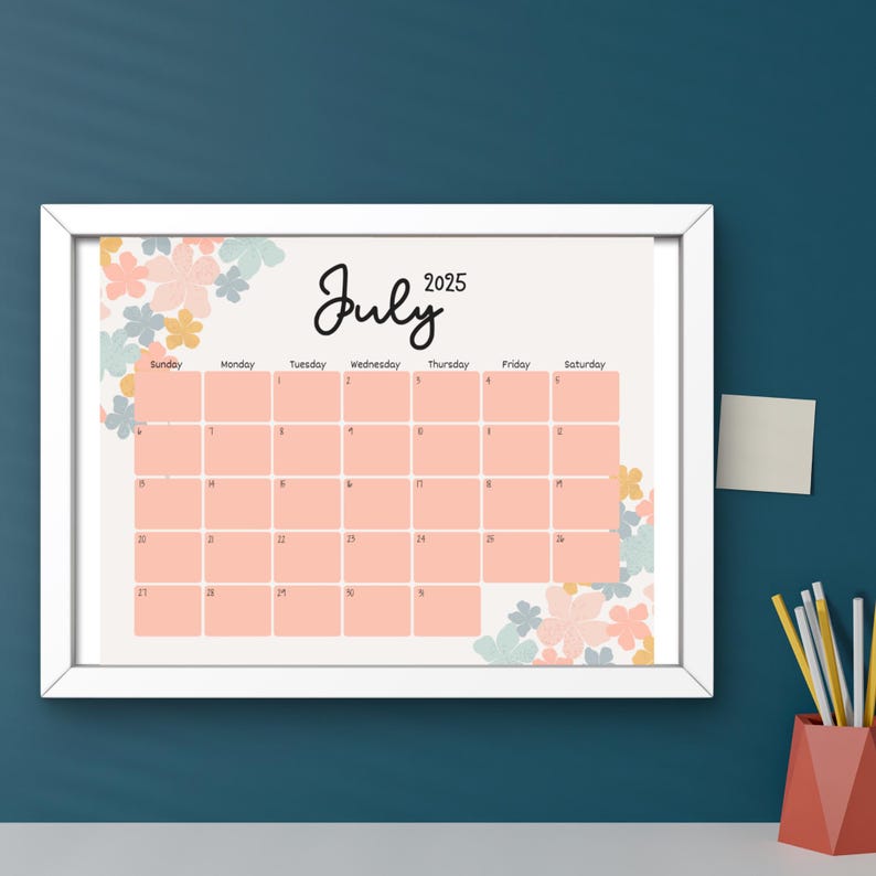 EDITABLE July 2025 Calendar, 2025 Summer Planner, July Monthly Schedule ...