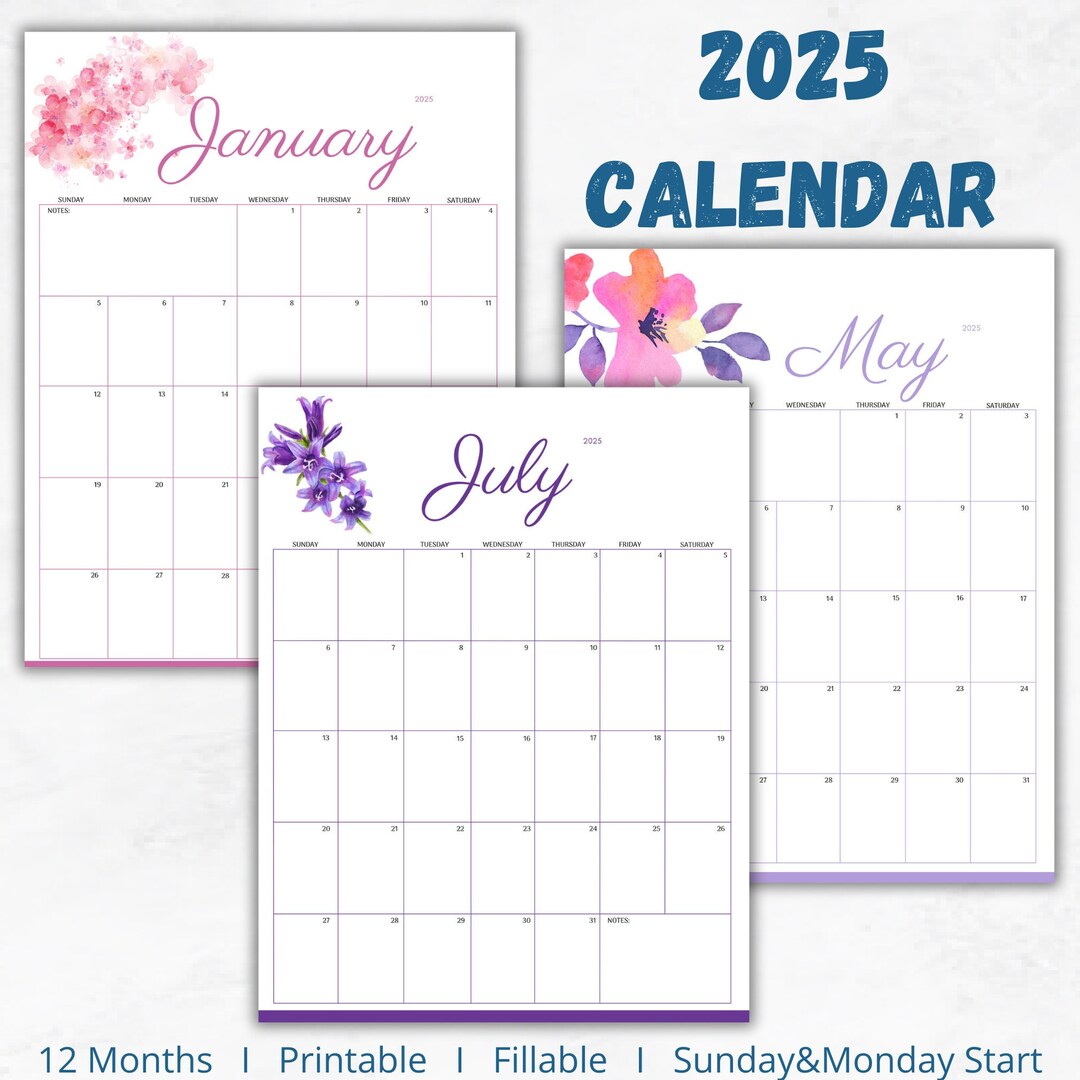 EDITABLE Monthly Calendar 2025, Printable Monthly Planner, 2025 Planner ...