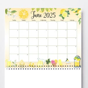EDITABLE June 2025 Calendar, Yellow Lemons, Delicious Ice Creams ...