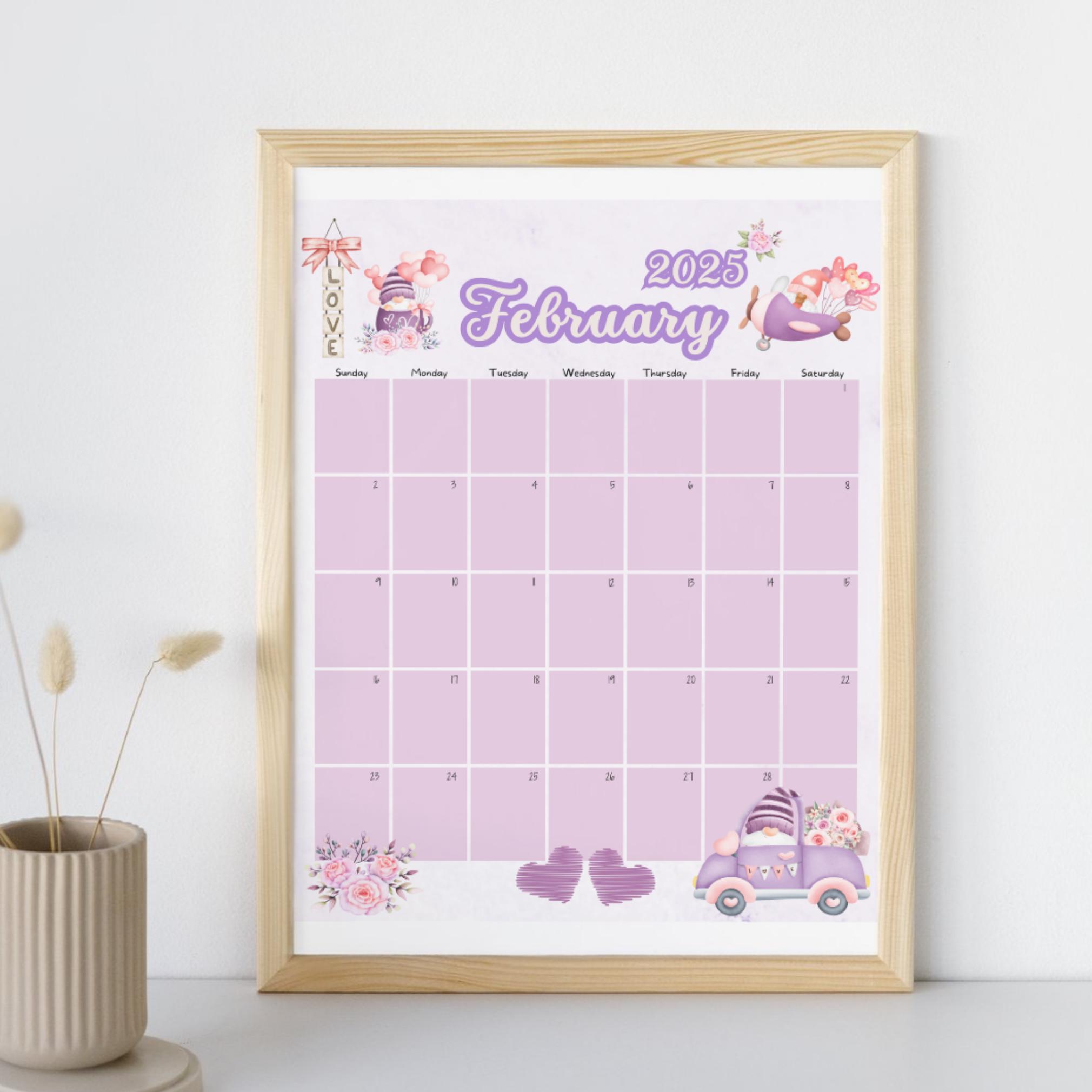 EDITABLE February 2025 Calendar, Printable February 2025 Monthly ...