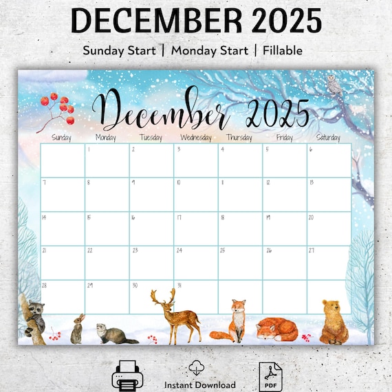 Cute Calendar Of December
