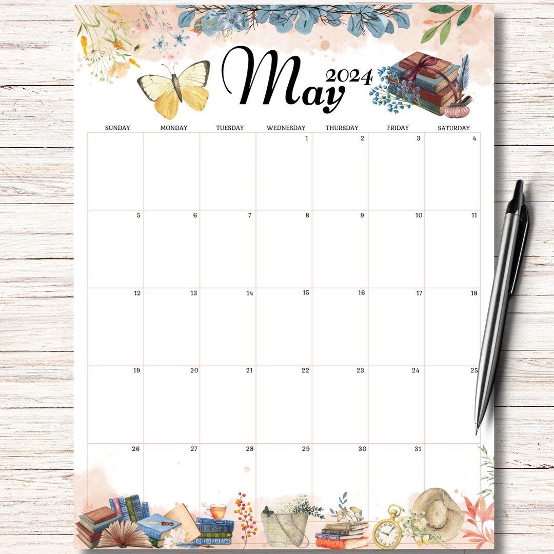 Calendário editável de maio de 2024, planejador de maio para impressão ...