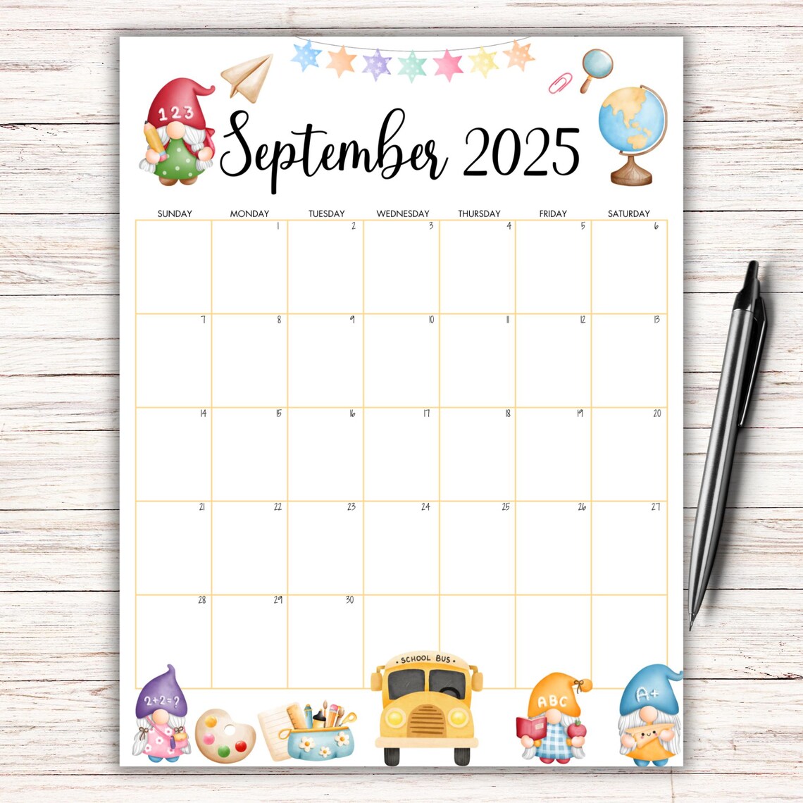 EDITABLE September 2025 Calendar, School Time, Back to School ...