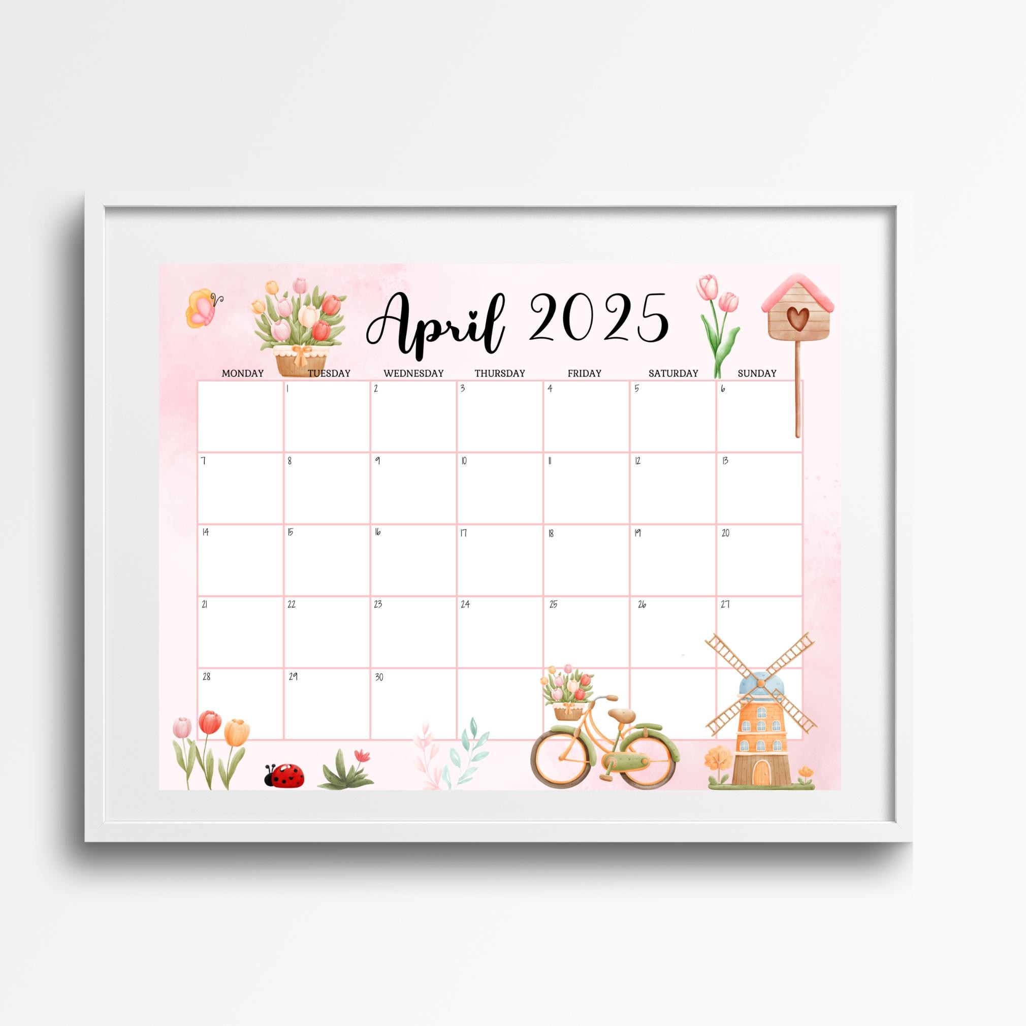 EDITABLE April 2025 Calendar, Printable April Planner, Fillable ...