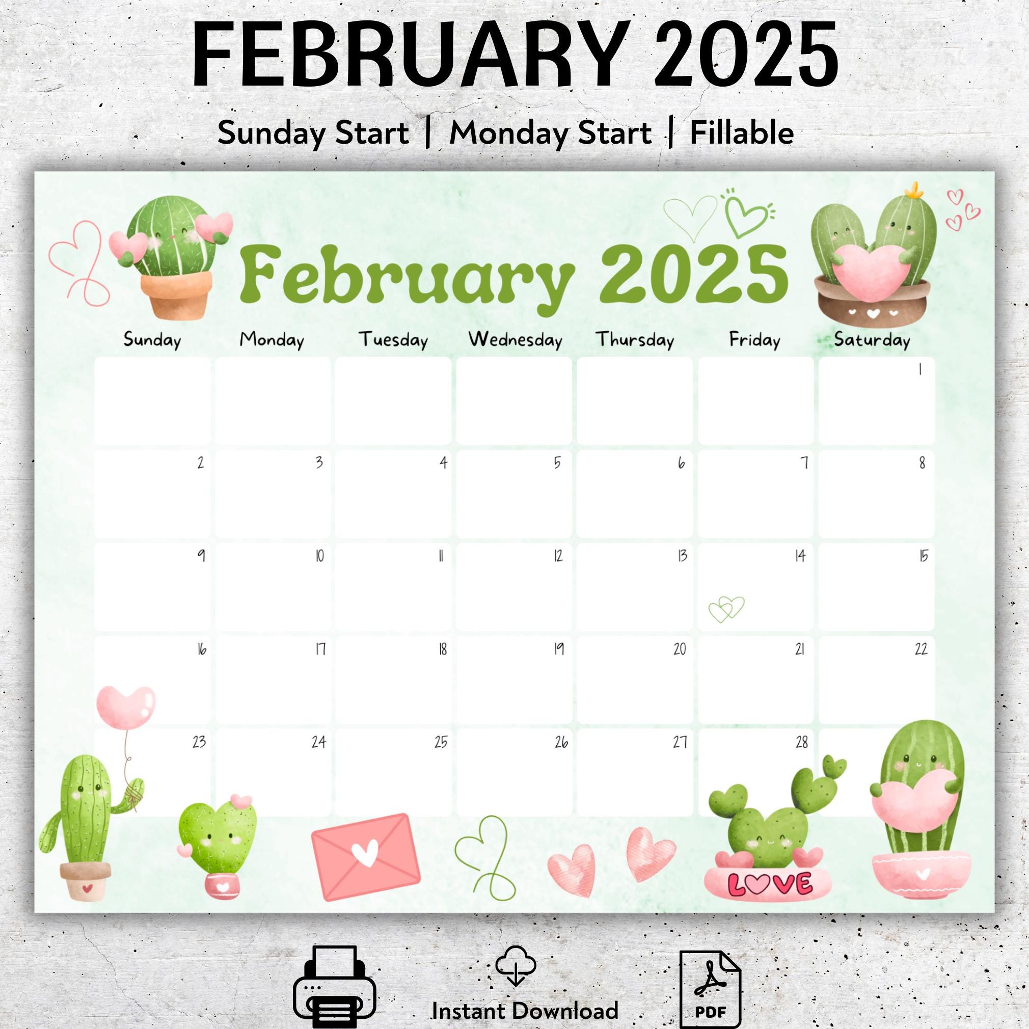 EDITABLE February 2025 Calendar, Homeschool Calendar, Valentine's Day ...