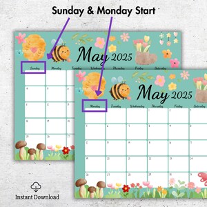 EDITABLE May 2025 Calendar, Beautiful Spring, Colorful Flowers, Cute ...