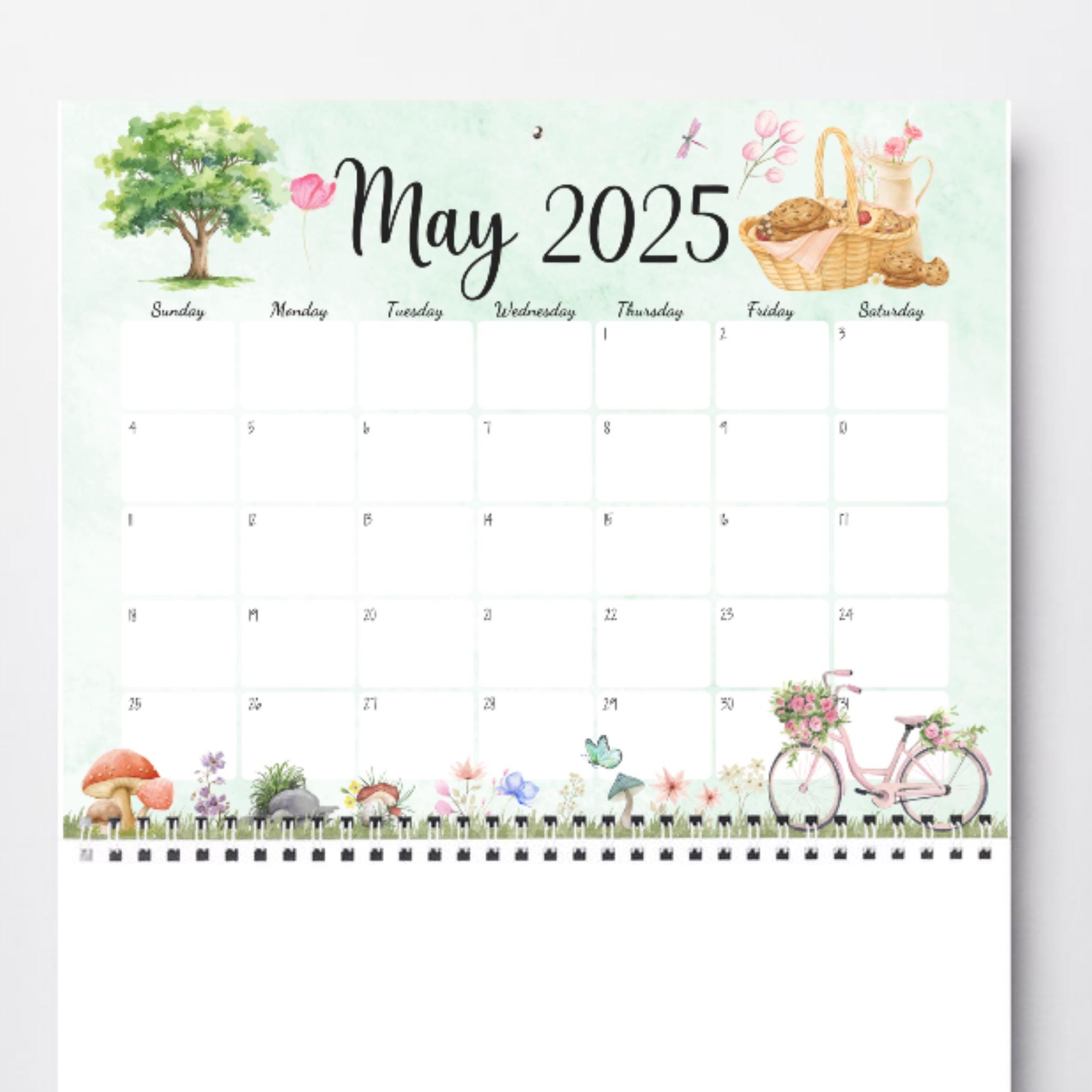 EDITABLE May 2025 Calendar, Colorful Flowers, Beautiful Spring ...