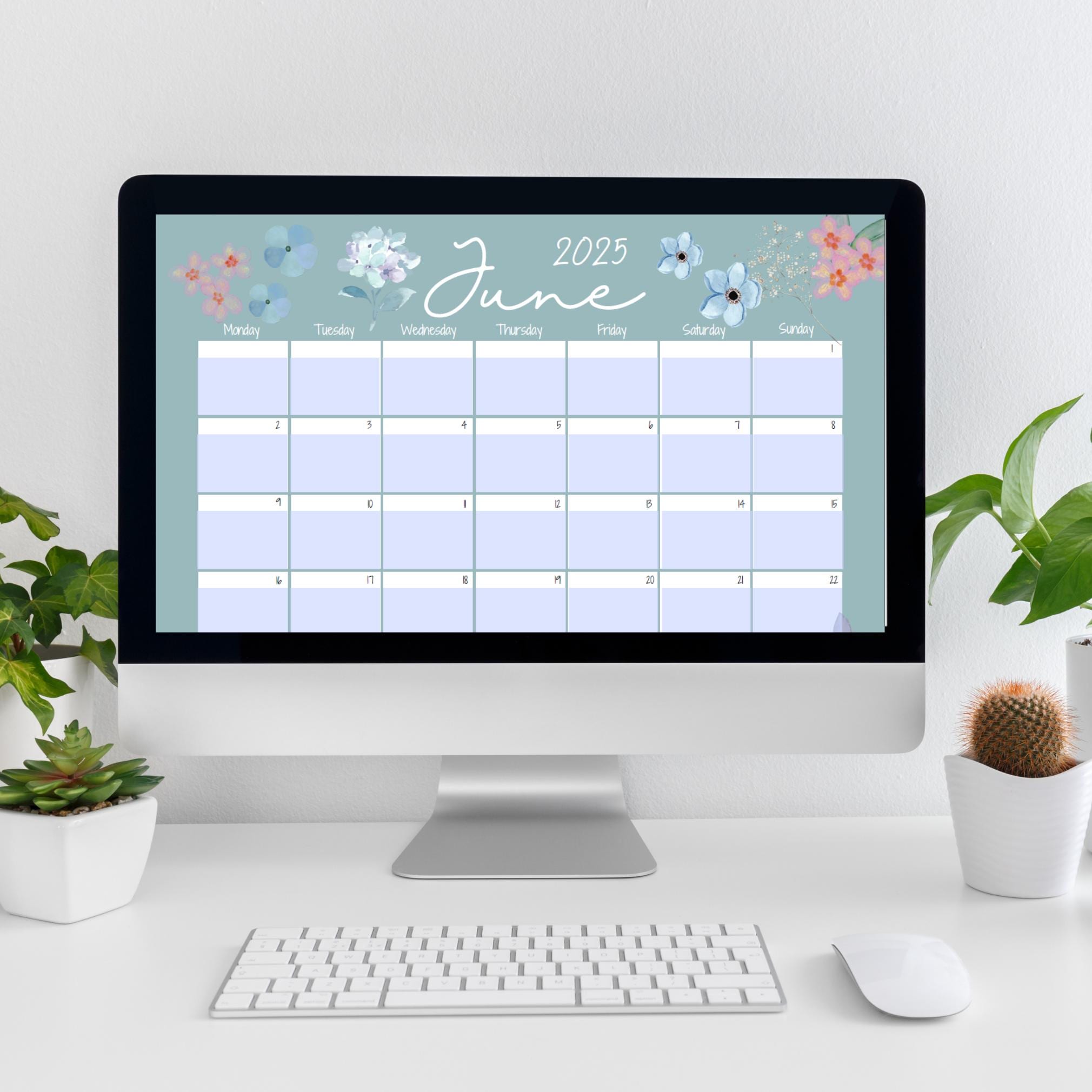 EDITABLE June 2025 Calendar, Beautiful Colorful Flowers, Printable ...
