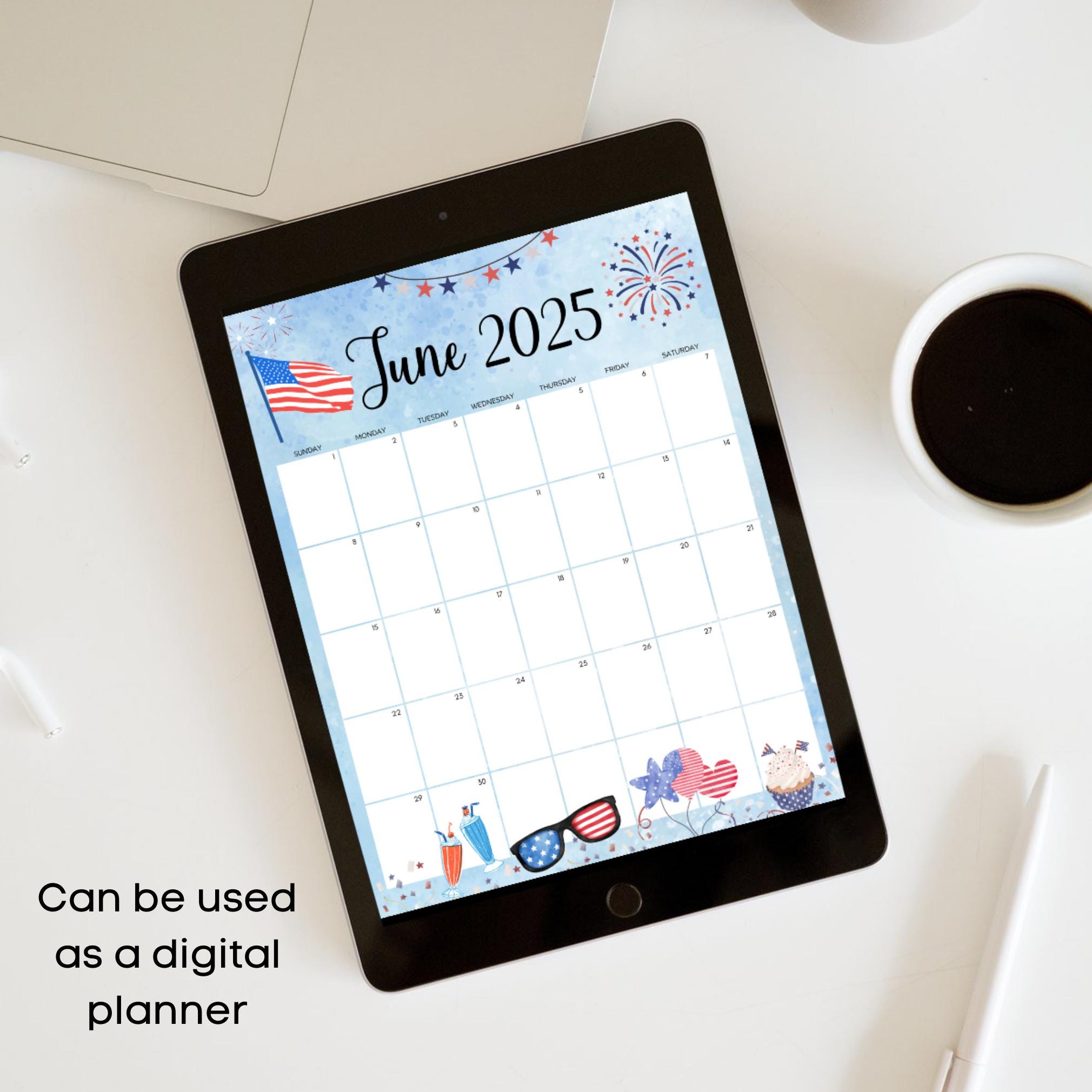 EDITABLE June 2025 Calendar, Long Live America, 2025 Summer Calendar ...