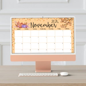 EDITABLE November 2024 Calendar, Beautiful Fall Foliage, Printable ...