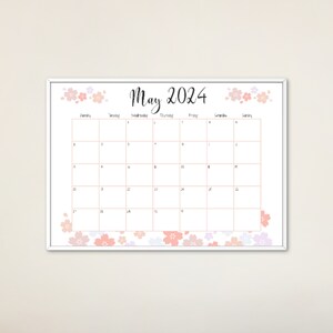 EDITABLE May 2024 Calendar, Colorful Flowers, Beautiful Spring ...